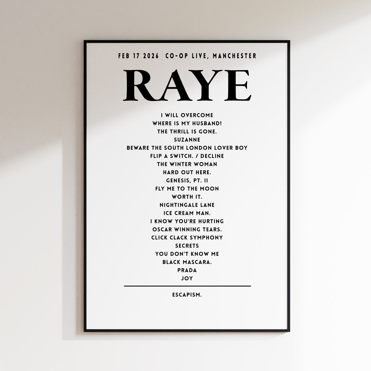 RAYE - February 17th 2026 at Co-op Live, Manchester, England - Custom ...