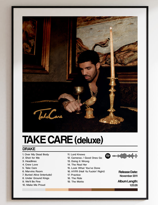 Drake - Take Care | Custom Album Artwork Print | Unique Poster Wall Art ...